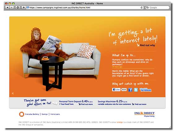 ING DIRECT Ads Star Naked, Creepy Ape – The Financial Brand